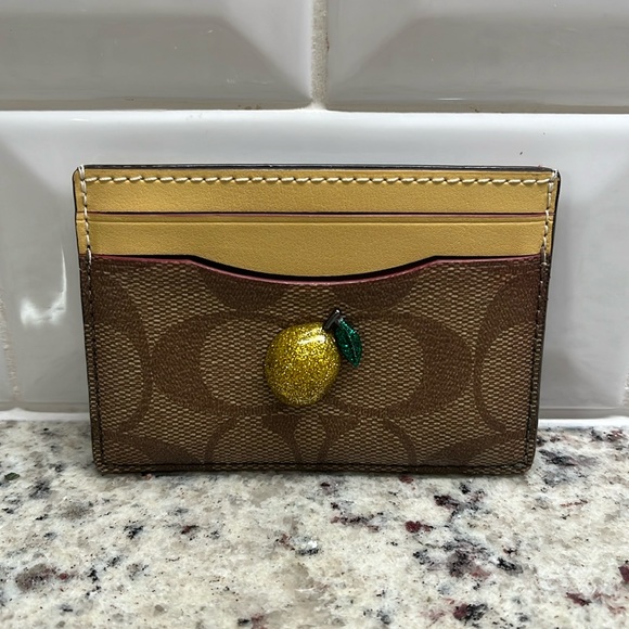 Coach | Accessories | Coach Signature Card Case With Lemon | Poshmark